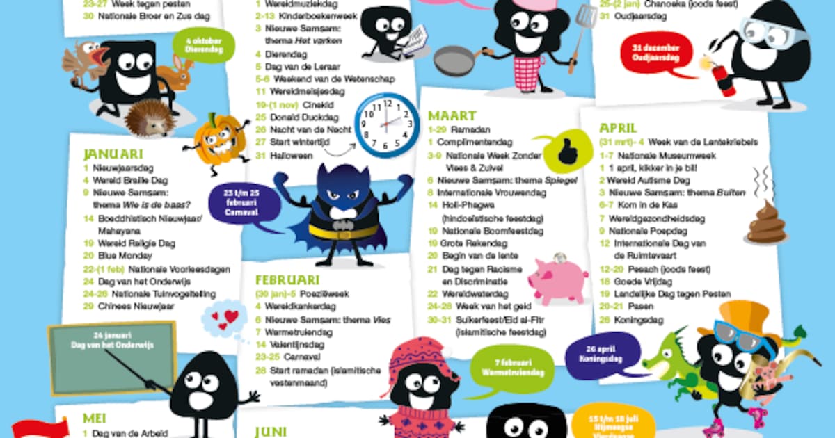 Kidsweek in de Klas themakalender schooljaar 2024-2025